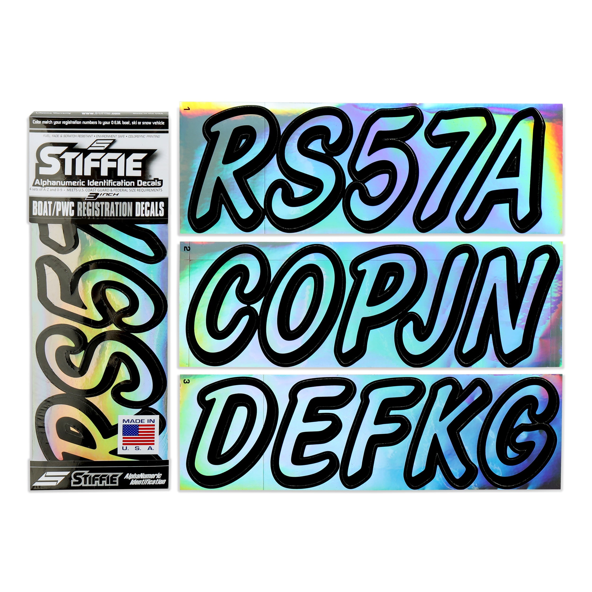 STIFFIE Whipline Solid Chrome/Black 3" Alpha-Numeric Registration ...