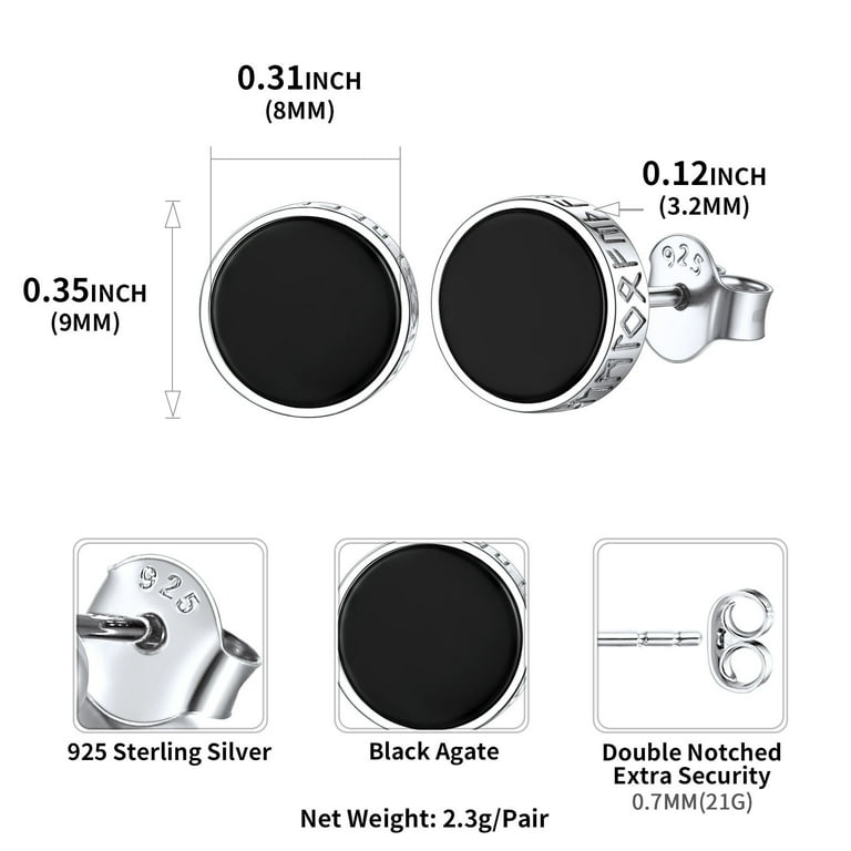 ChicSilver 925 Sterling Silver, Black Onyx Stud Earrings ChicSilver 925 Sterling Silver, Black Onyx Stud Earrings