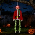 4FT Christmas Skeleton Statue Giant Hanging Santa Skeleton with Outfit ...
