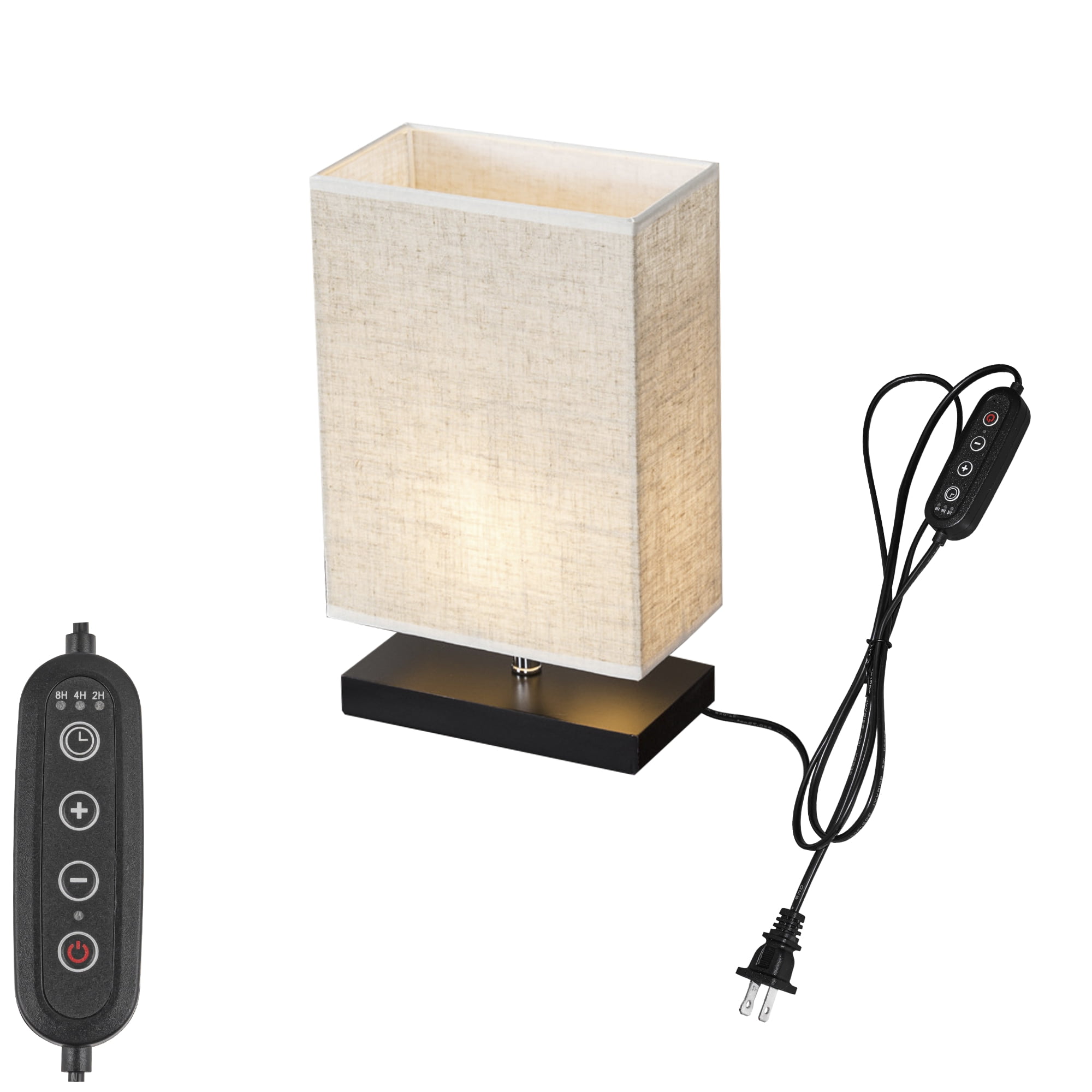 Kiven Modern Plug in Table Lamp, Dimmable Desk Lamp with Square Fapic ...