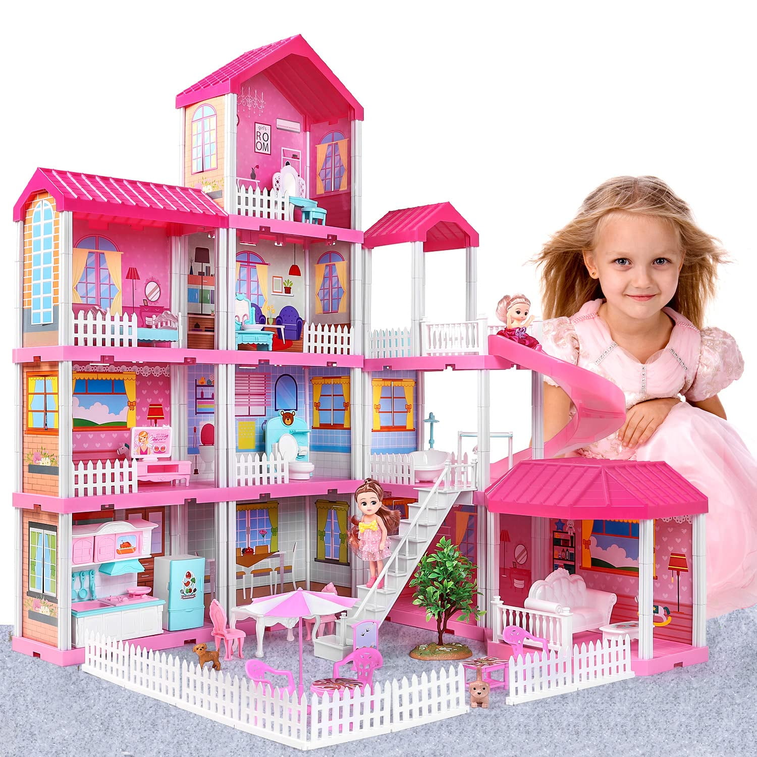 Doll House Play House with Doll Toy Figures, Furniture and Accessories ...