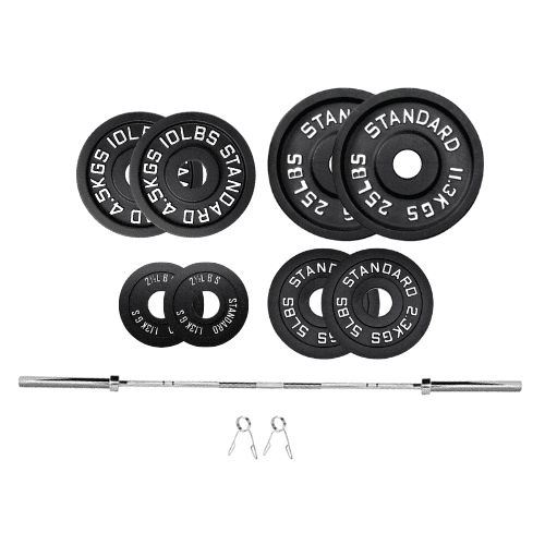 HAJEX | 85 LB (38.5 kg) Cast Iron Weight Plates' Stacks with 6 ft Bar ...