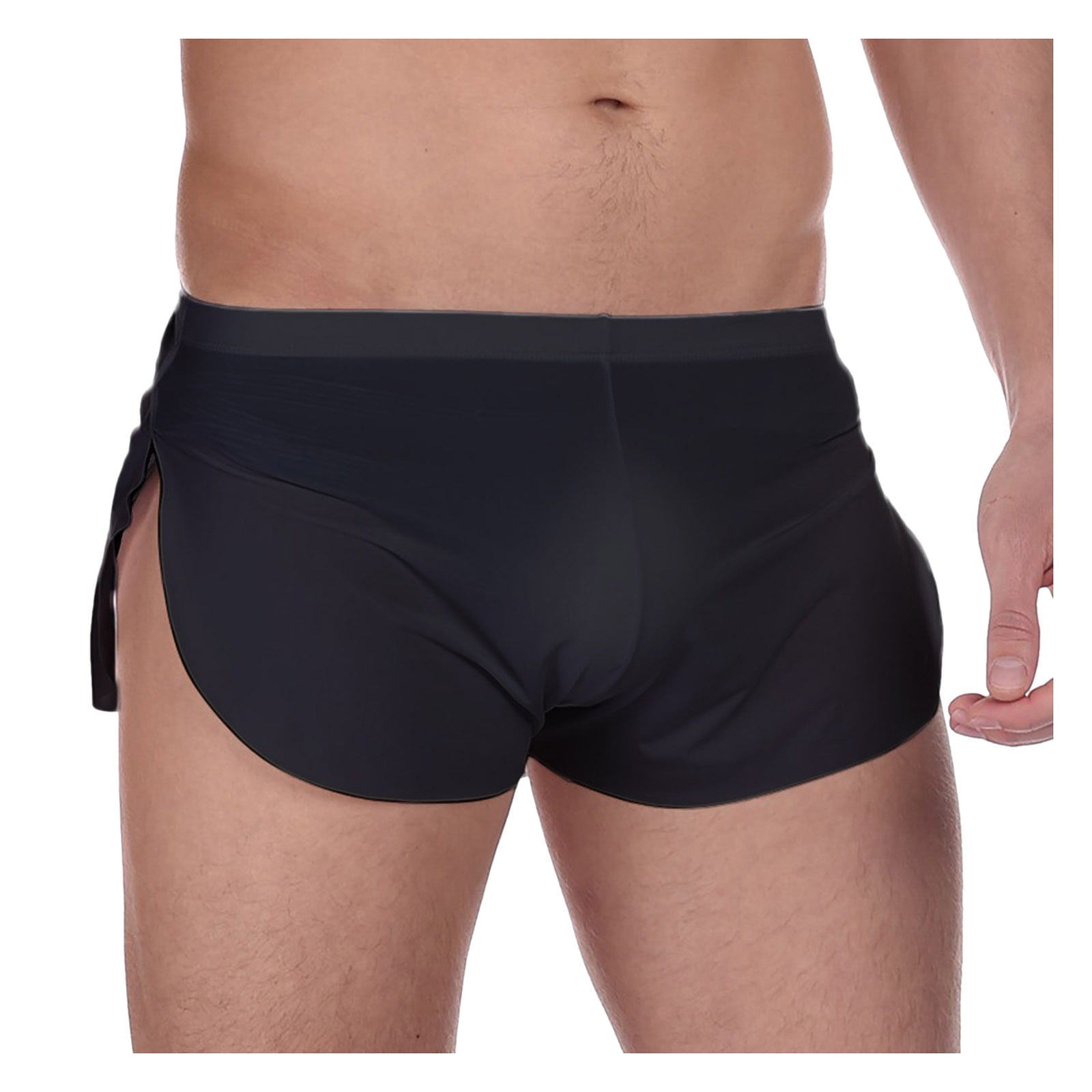 Mens Breathable Panties Satin Sexy Split Side Boxer Briefs Soft Comfy Arpon Design Underwear