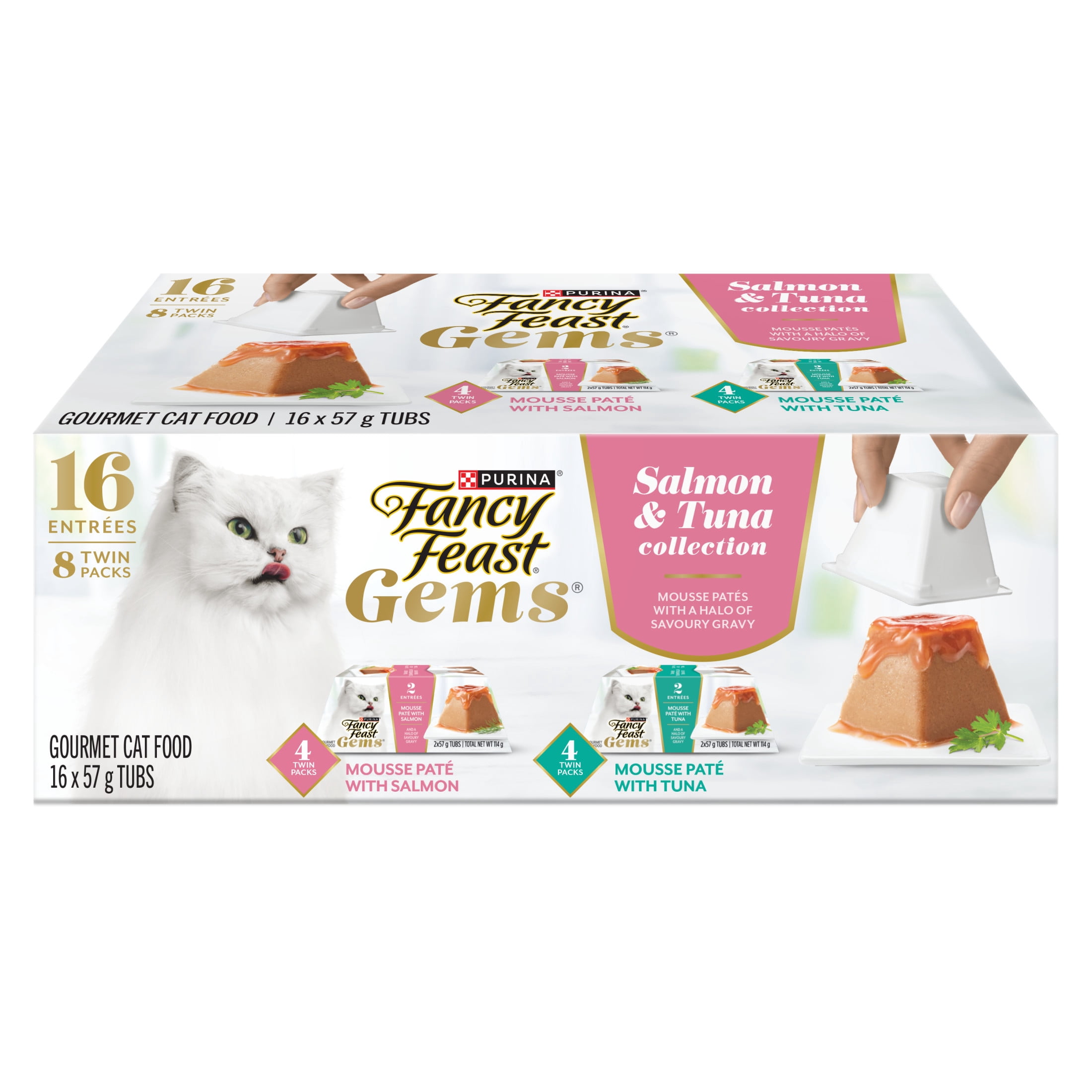Fancy Feast Gems Mousse Paté Salmon & Tuna Collection Variety Pack, Wet ...