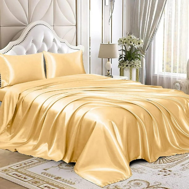Satin Sheets Set Luxury Silky Satin Bedding Set With Deep Pocket