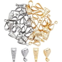 150pcs 5 Sizes Snap On Bails 304 Stainless Steel Pinch Clip Bail Clasps ...