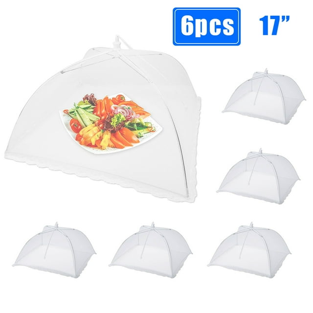 6 Pack Screen Mesh Food and Plant Covers，Reusable 17" Large Pop-Up Mesh ...