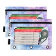 2 Pack 3 Ring Binder Pouch with Clear PVC Window Water Resistant Zipper ...