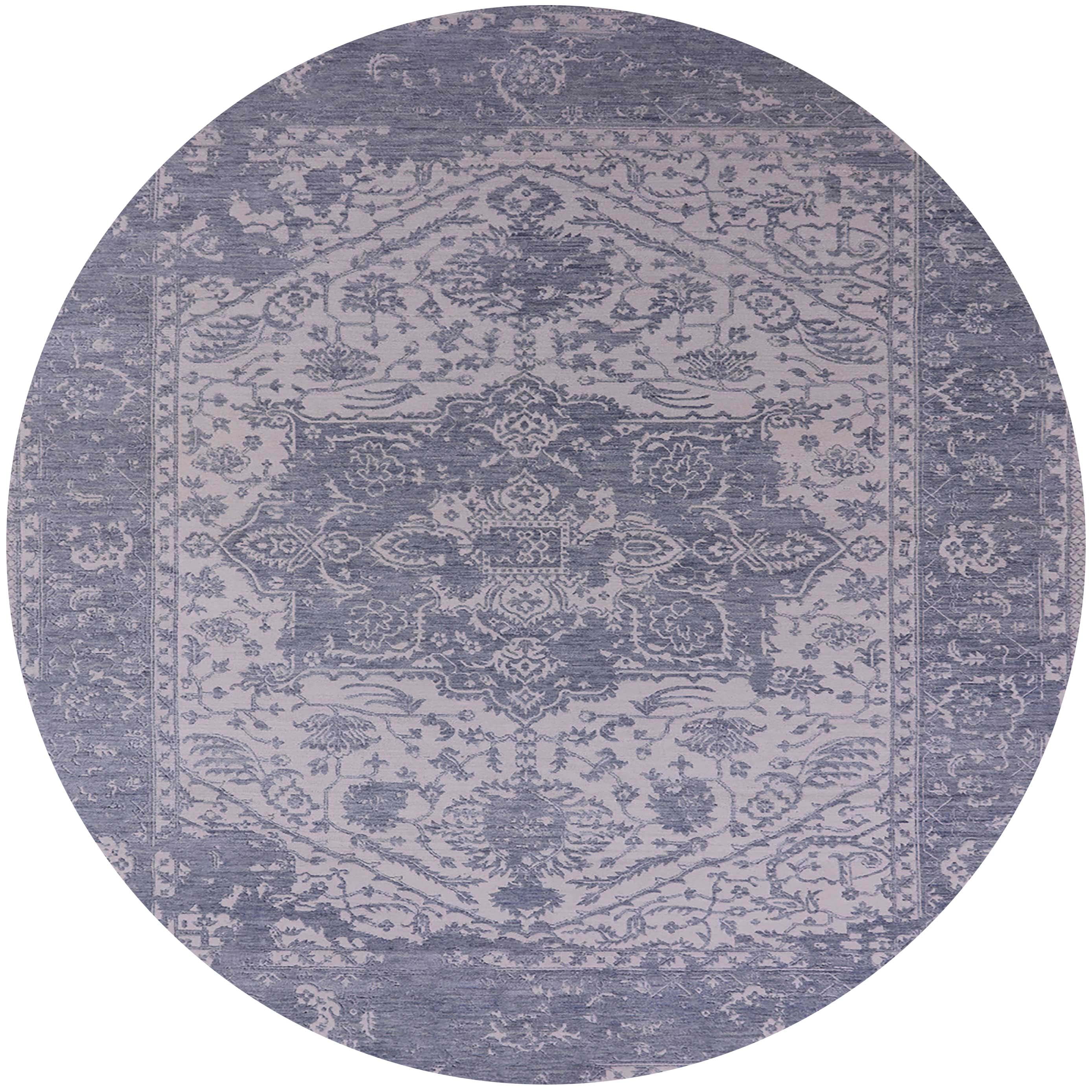 Ahgly Company Indoor Round Mid-Century Modern Slate Blue Grey Oriental ...