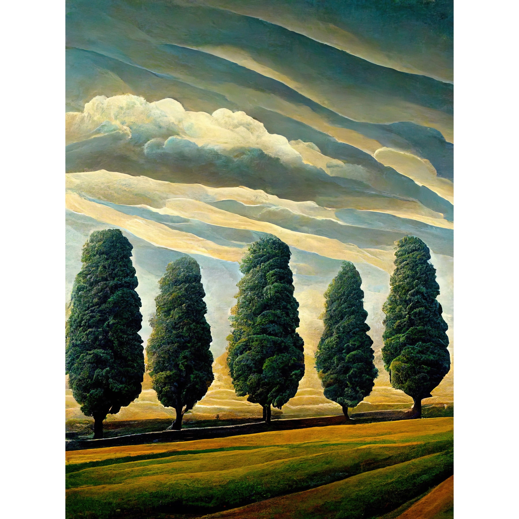 Precisionism Row Of Trees Landscape Unframed Wall Art Print Poster Home ...