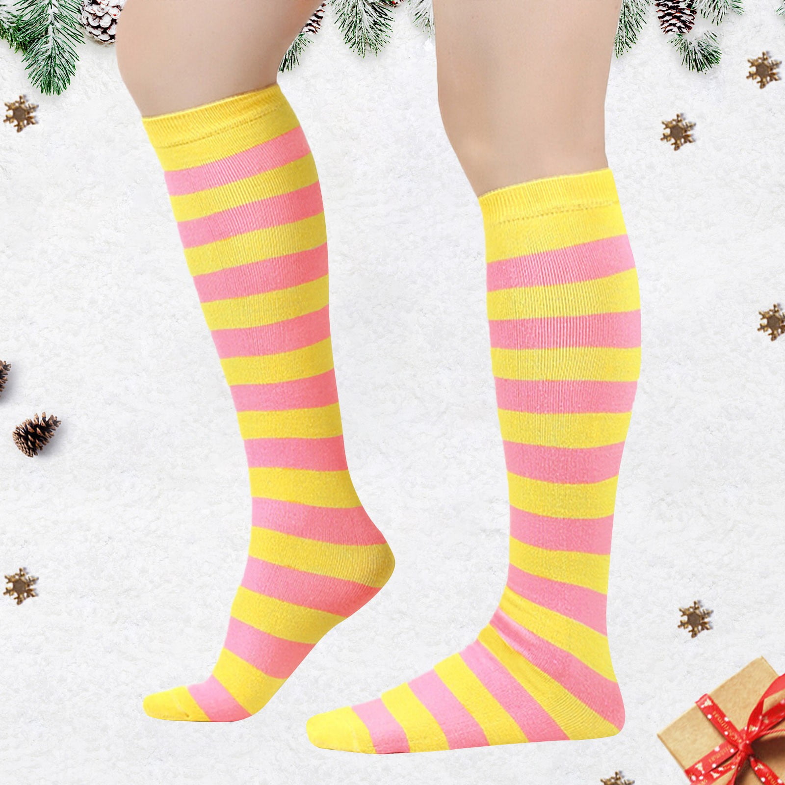 Click here for Wanpidan Stylish Ladies Striped Calf Socks Christm... prices