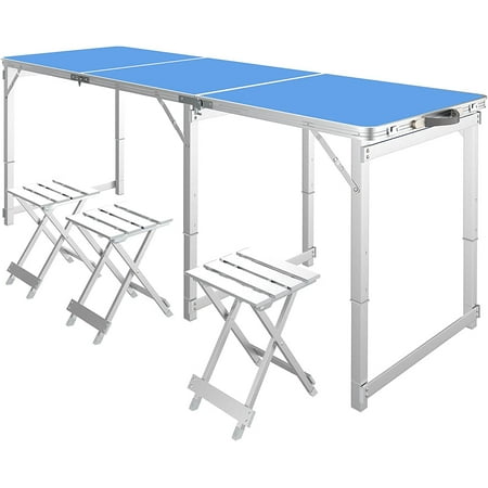 Adjustable Picnic Table Folding Table, Portable Aluminum Height ...