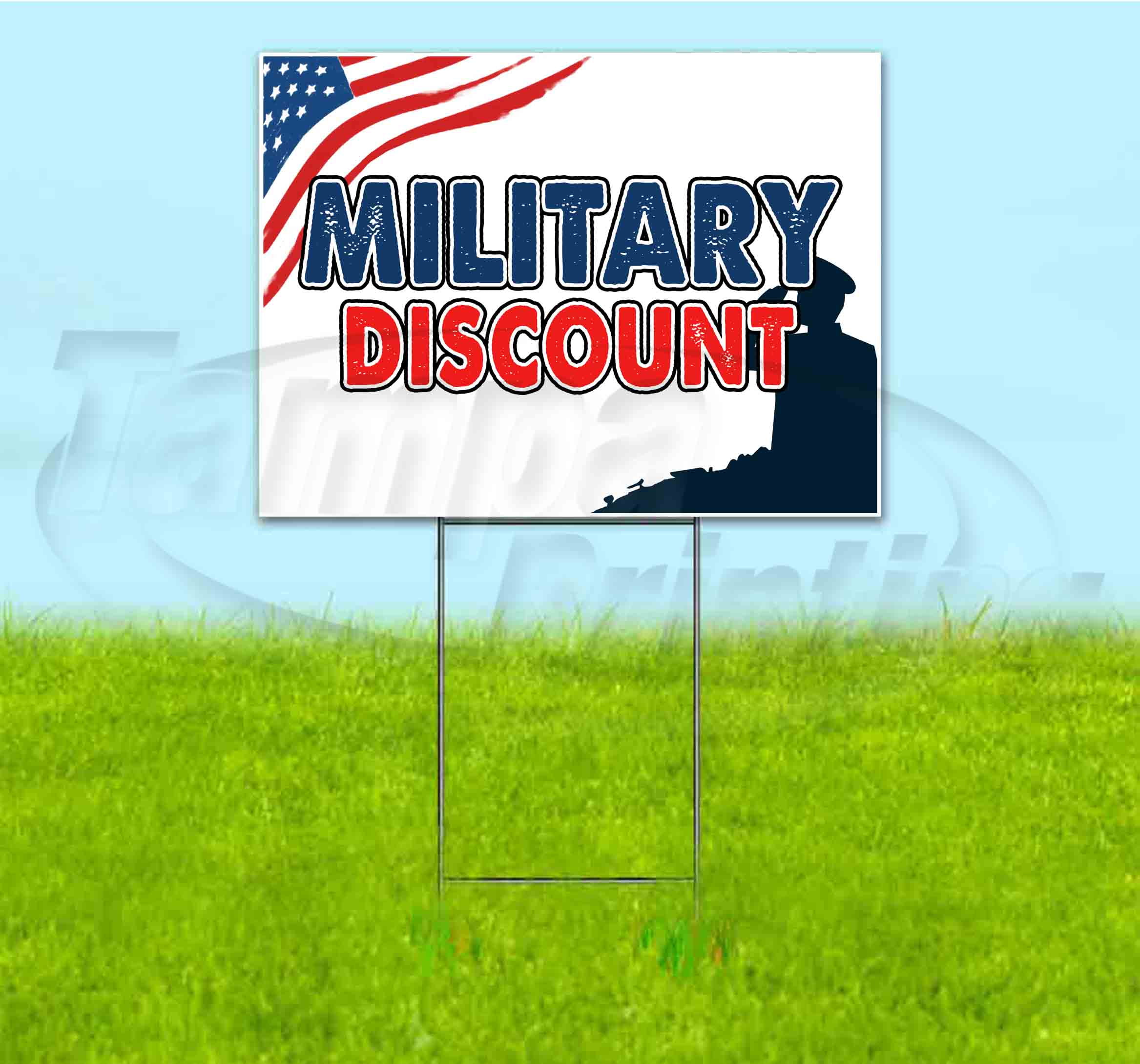 Military Discounts (18" x 24") Yard Sign, Includes Metal Step Stake ...