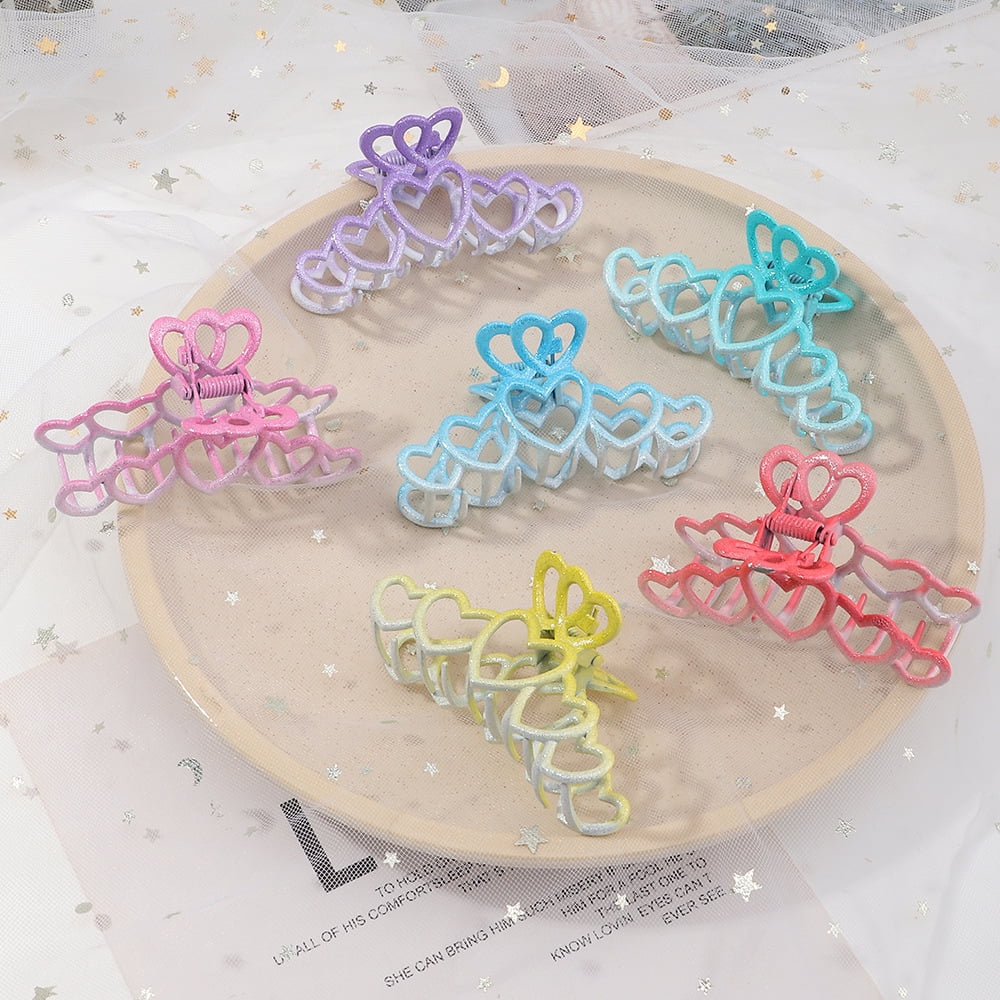 Hair Claws, Hair Clips Barrettes Metal Simple Cute Heart Glitter French ...