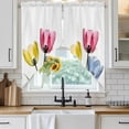 Blue Red Yellow Tulips Swag Curtain Valance for Window 2 Panels ...