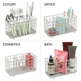 mDesign Metal Wire Kitchen Cutlery/Utensil Storage Bin, 3 Sections ...