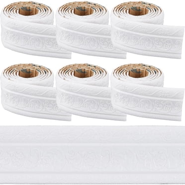 165x3.14x0.24in Peel and Stick Wallpaper 3D Border Molding White Brown ...