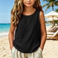Ruyang Kids Girls Cotton Linen Vest Solid Loose Fit Sleeveless Tank ...