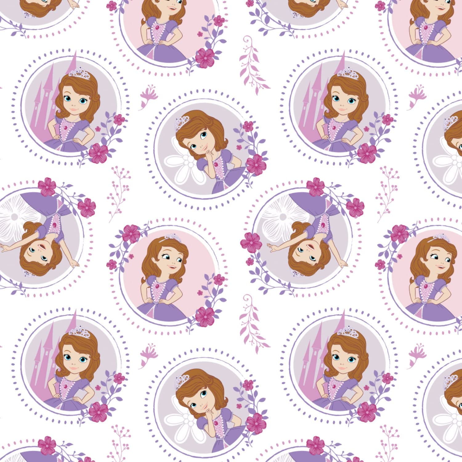 Disney Sofia The First Floral Frame in White Fabric by The Yard ...