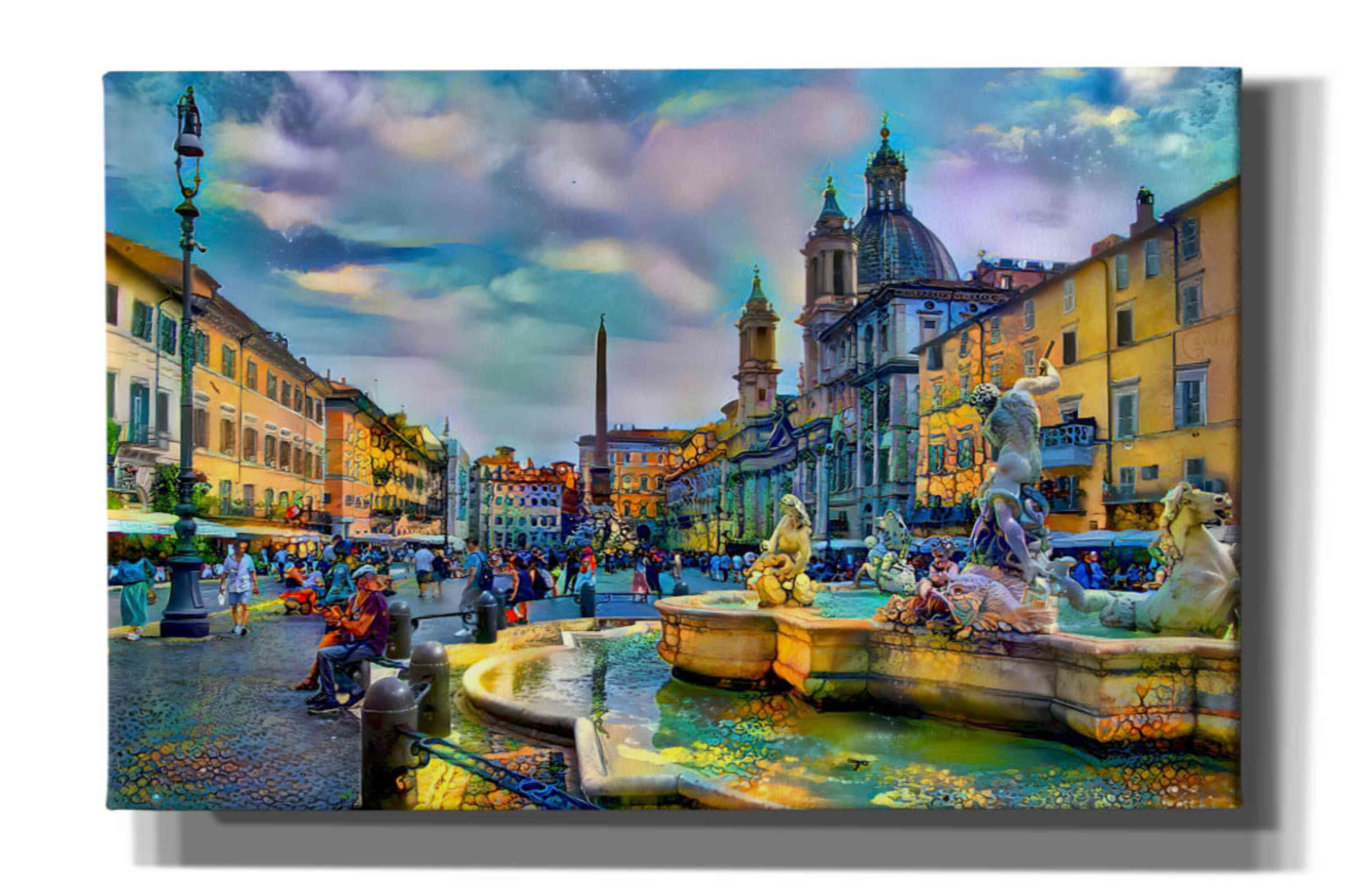 Epic Graffiti 'Rome Italy Piazza Navona' by Pedro Gavidia, Canvas Wall ...