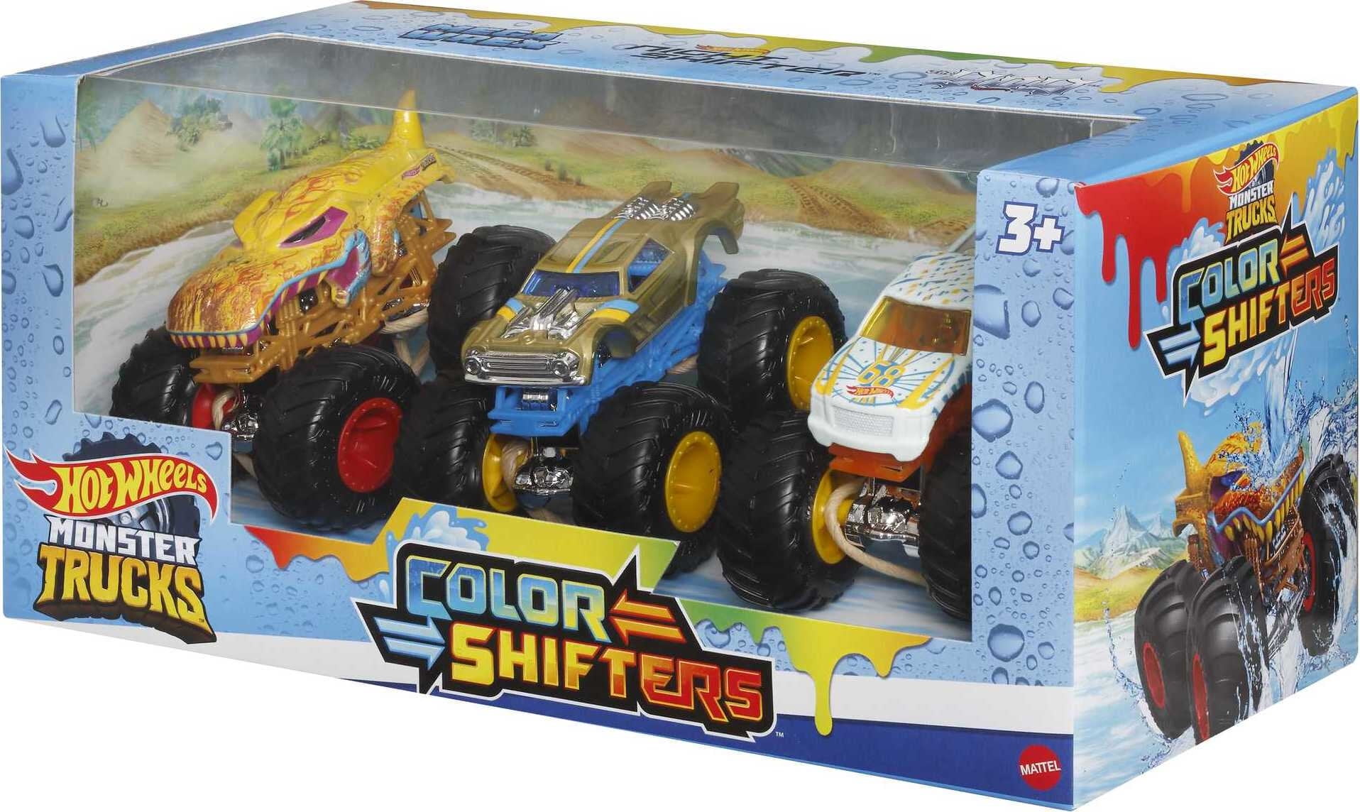 Buy Hot Wheels Monster Trucks 1:64 Color Shifters 3-Pack, Toy Trucks ...
