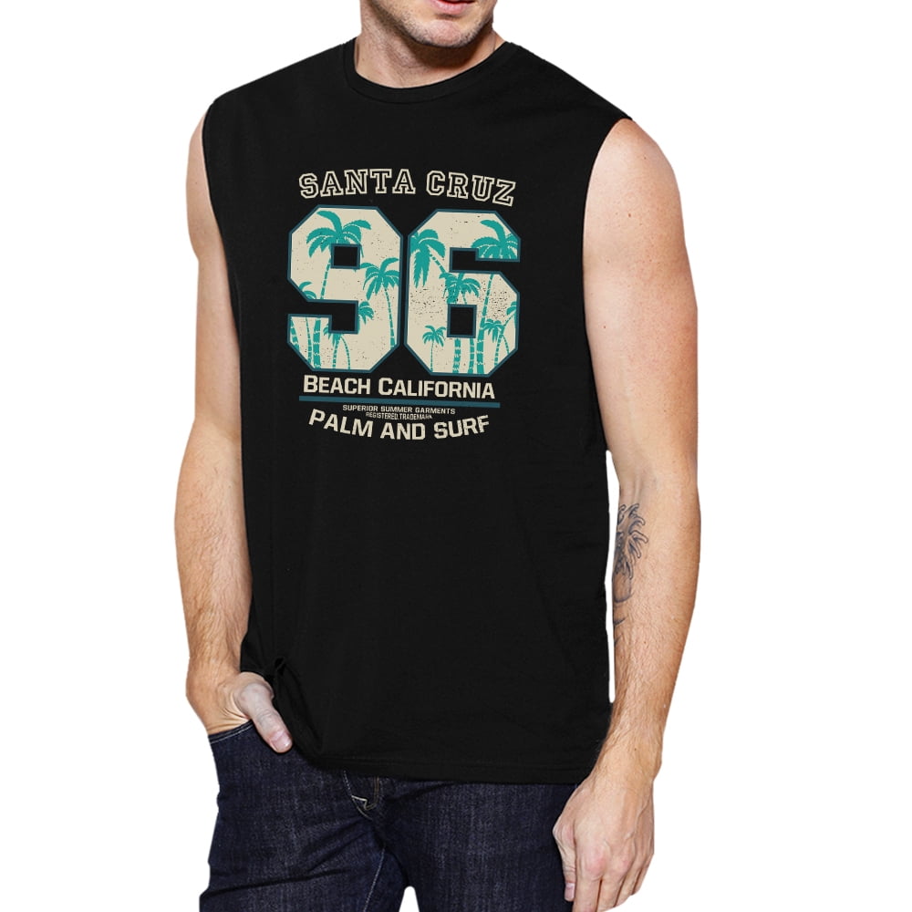 Santa Cruz Beach Mens Black Graphic Muscle Shirt Lightweight Tanks ...