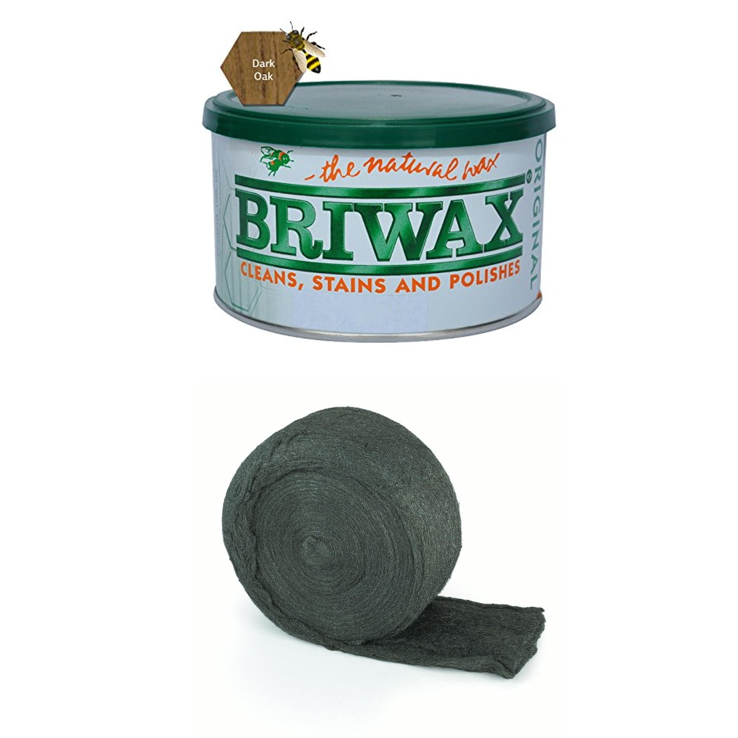Briwax Mid Brown 1 lb Original Furniture Wax Polish with Oil-Free Steel ...
