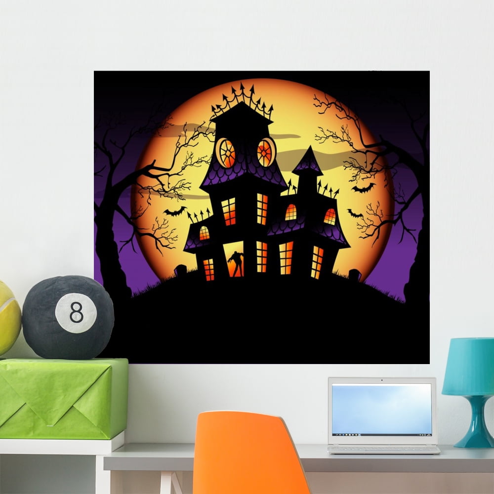 Haunted House Wall Mural by Wallmonkeys Peel and Stick Graphic (36 in W ...