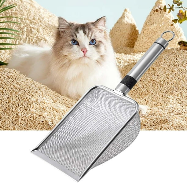 Cat Mesh Stainless Steel Litter Cleaner Fine Mesh Metal Reptile Litter Cleaner Scooper Non Stick Coated Metal Litter Scooper Fine Sand Litter Scooper