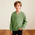 Agkizg Boys Waffles Knit V Neck Long Sleeve Tee, Solid Color Raglan ...