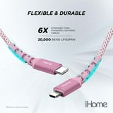 iHome 6FT Durastrain Ltng to C Nylon Cable with Wrap- Pink - Walmart.com