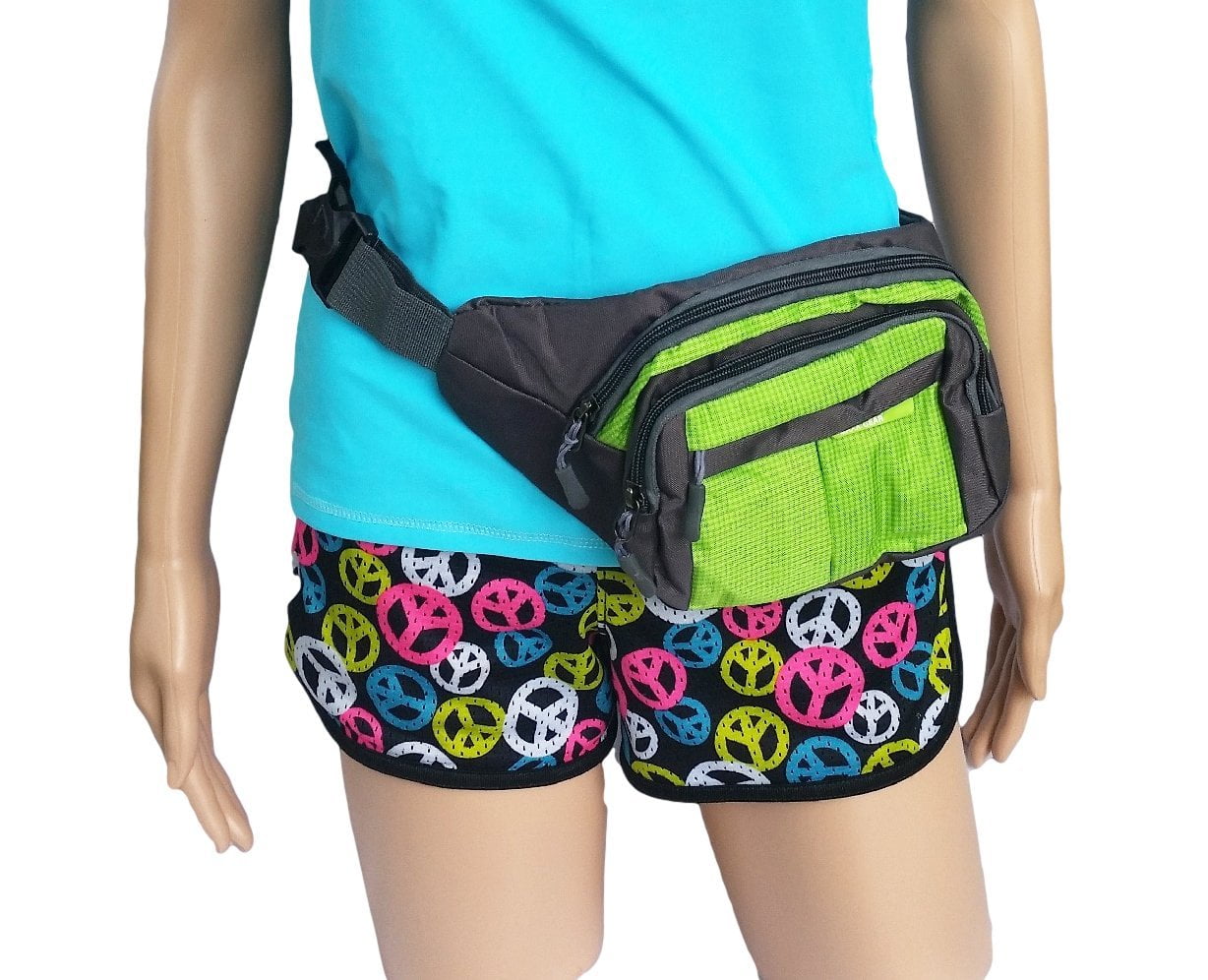 4 Pocket Utility Fanny Pack - Waist Bag Beach Travel Water Sports Green ...
