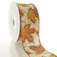Ribbon Traditions 2 1/2" Wired Ribbon Fall Leaves On Natural Burlap 10 ...