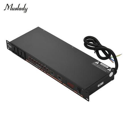 Muslady DB-02 10-outlet Rack Mount Power Sequence Controller Conditioner Surge Protector Power ...