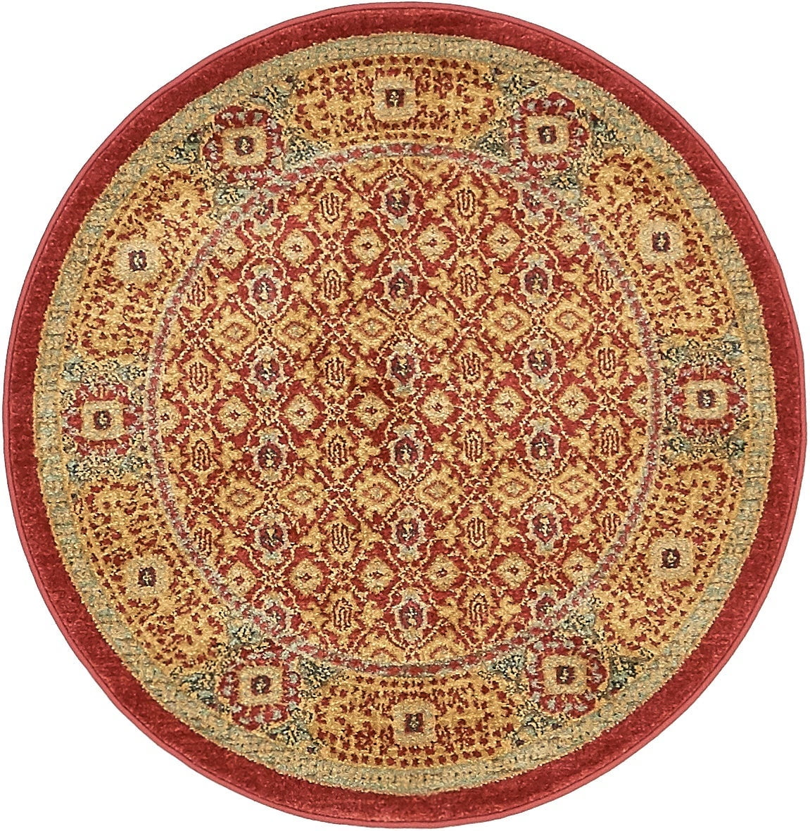 Rugs.com Amina Collection Rug – 3' Round Red Flatweave Rug Perfect For ...