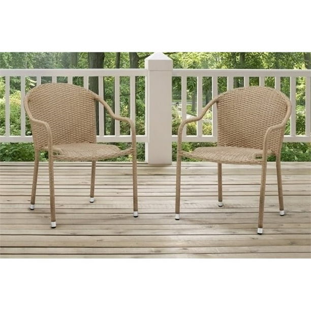 Bowery Hill Wicker Patio Chair in Light Brown (Set of 2) - Walmart.com