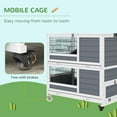 PawHut Bunny Cage: 2-Tier Indoor Rabbit Hutch with Metal Doors, Wheels ...