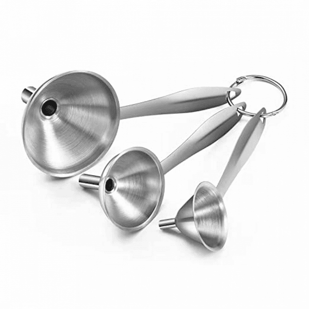 3-Piece Kitchen Funnel, Stainless Steel Small Funnel For Filling And Transferring Essential Oils ...