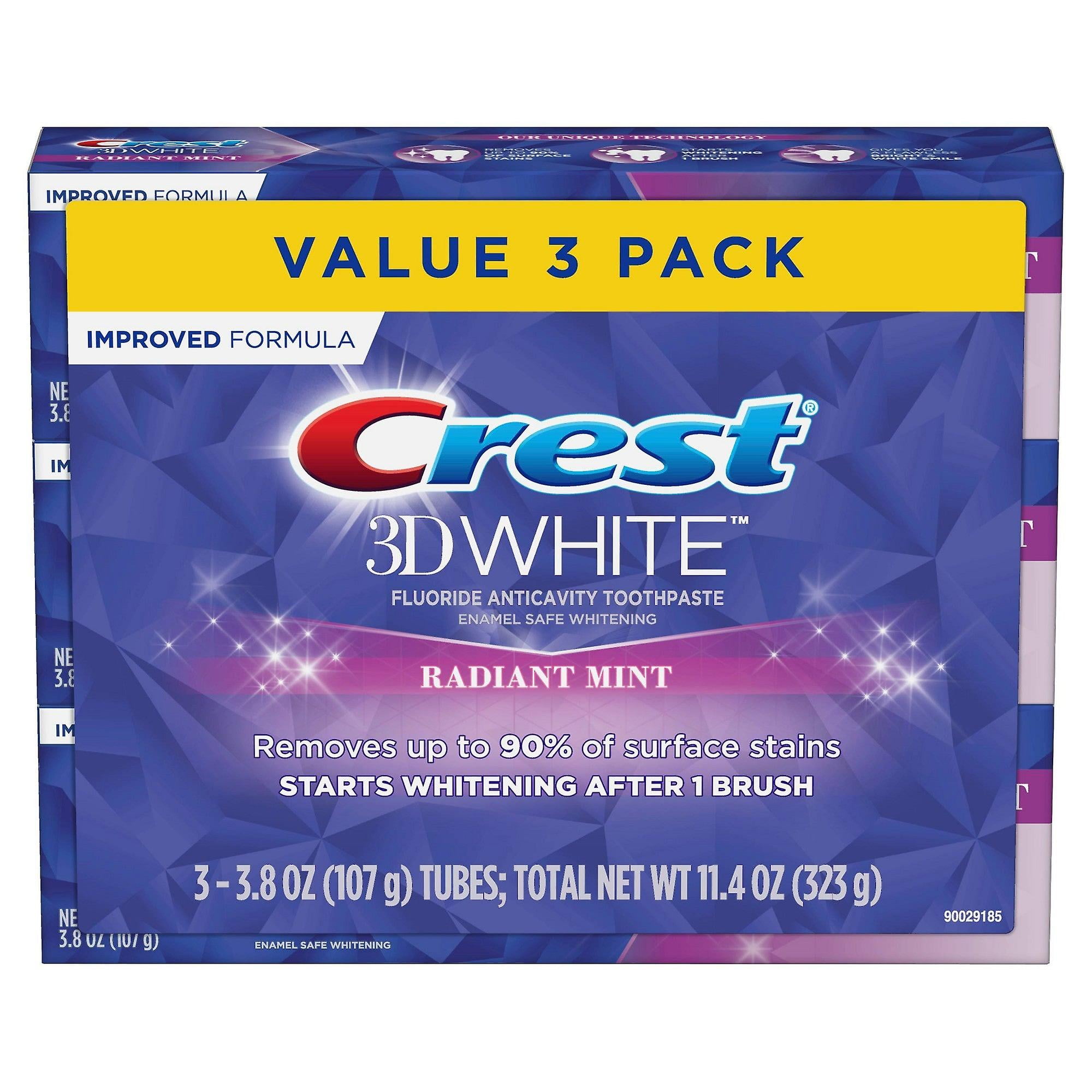 Crest 3d white whitening toothpaste, radiant mint, 3 ea | Walmart en línea