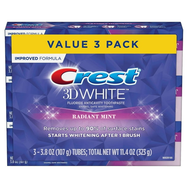 Crest 3d white whitening toothpaste, radiant mint, 3 ea | Bodega Aurrera en línea