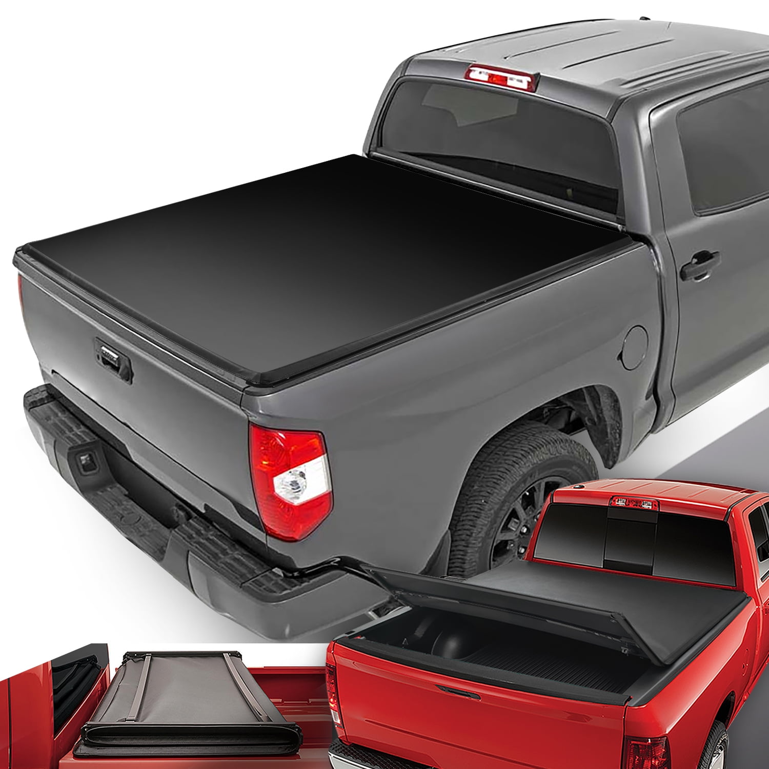 DNA Motoring TTC-TRISOFT-096 For 2022-2023 Toyota Tundra 5'5 Bed Vinyl Soft Top Tri-Fold Tonneau ...