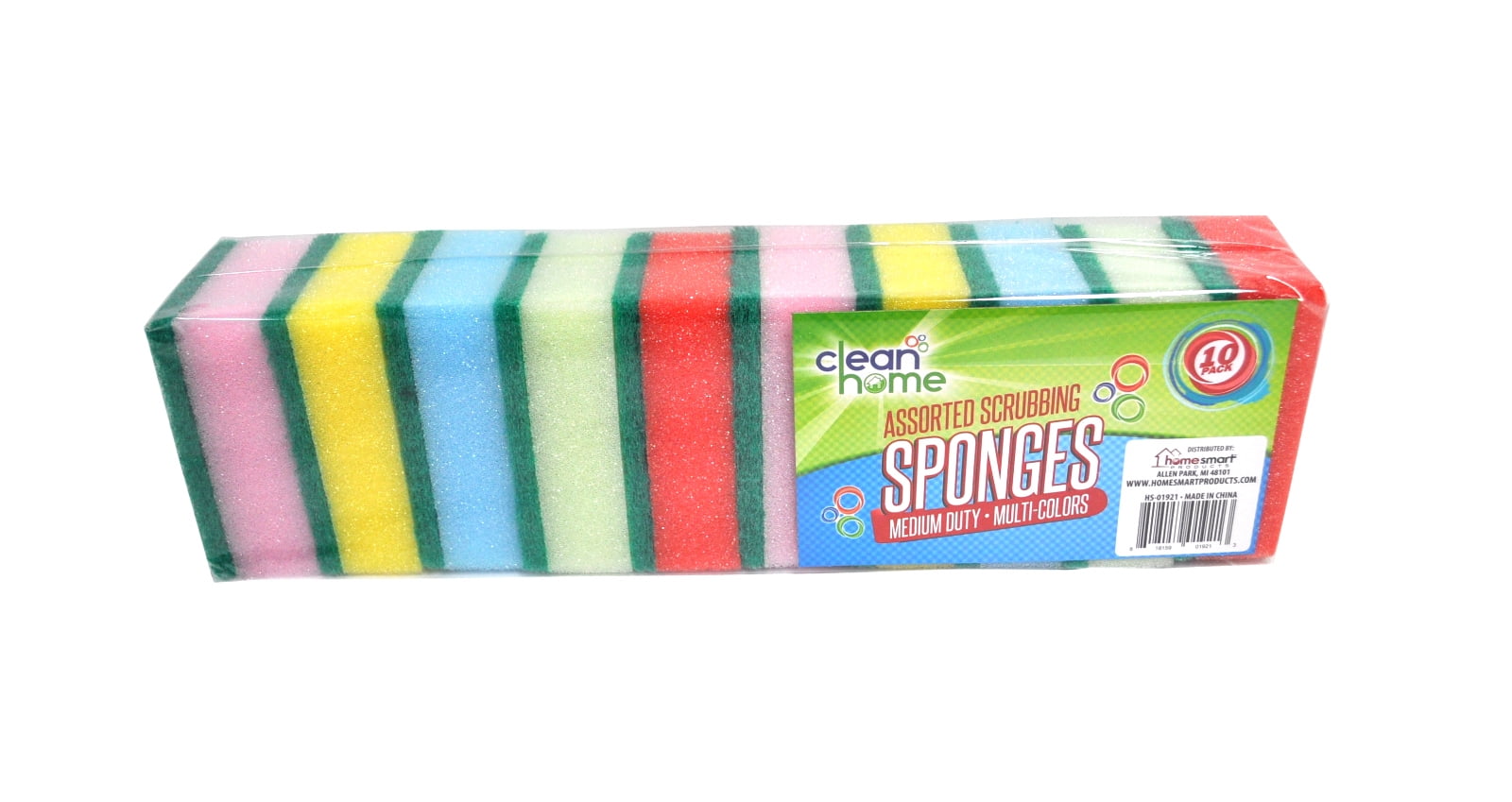 Clean Home Assorted Scrubbing Sponges 10 Pack - Walmart.com
