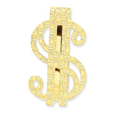 Primal Gold 14 Karat Yellow Gold Textured Dollar Sign Money Clip ...