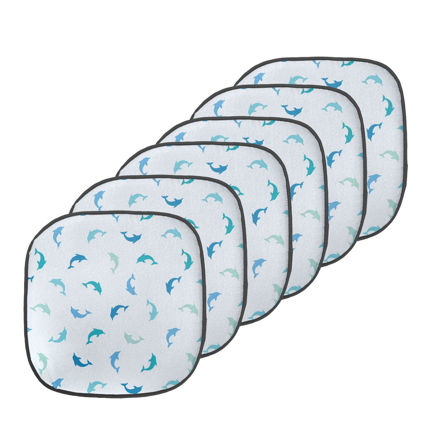 Sea Animals Chair Seating Cushion Set of 6, Leaping and Playing Dolphin ...