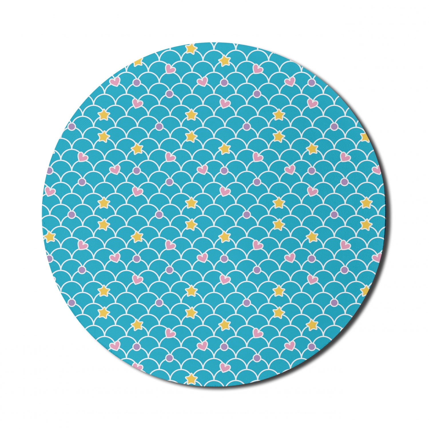 Abstract Mouse Pad for Computers, Pastel Scale Hearts Stars and Circles ...