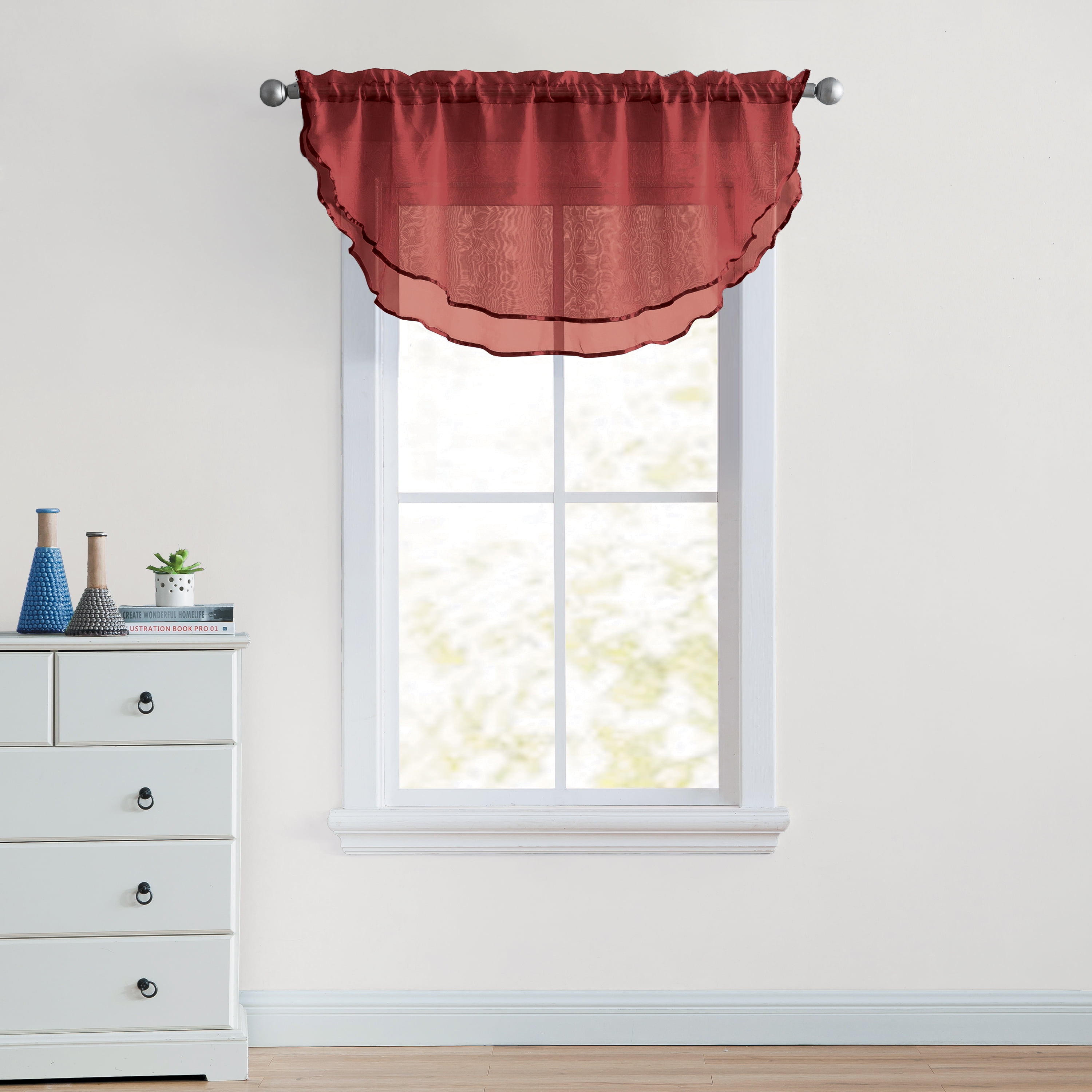 VCNY Home Ultra Luxurious Sheer Voile Double Layered Ascot Window ...