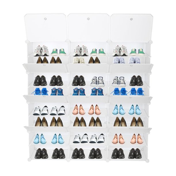 Ktaxon 12 Cubes 48 Pairs Modular Plastic Shoe Cabinet Storage Boxes ...