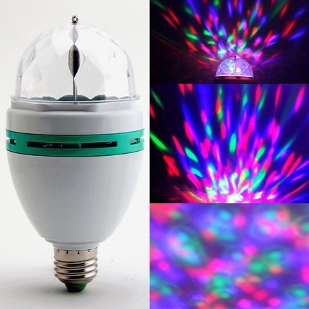 Mini Rotating RGB LED Lamp Stage Light Torch 3W with E27 Base For Disco ...