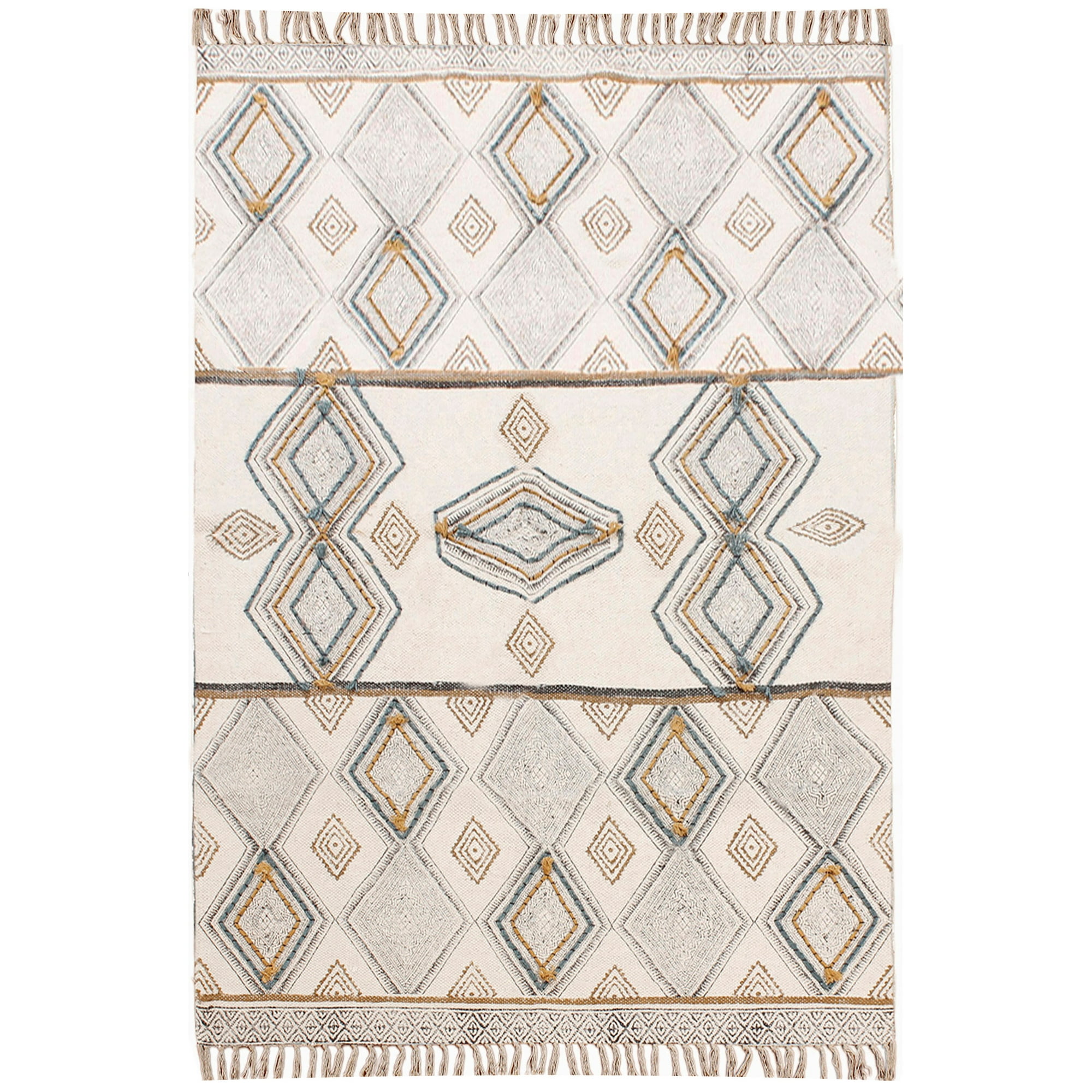 Click here for Casavani Hand Block Print Dhurrie Gray Rectangle K... prices