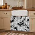Black Grey Marble Waves Cabinet Curtains 10" W x 11" L, Modern Abstract ...